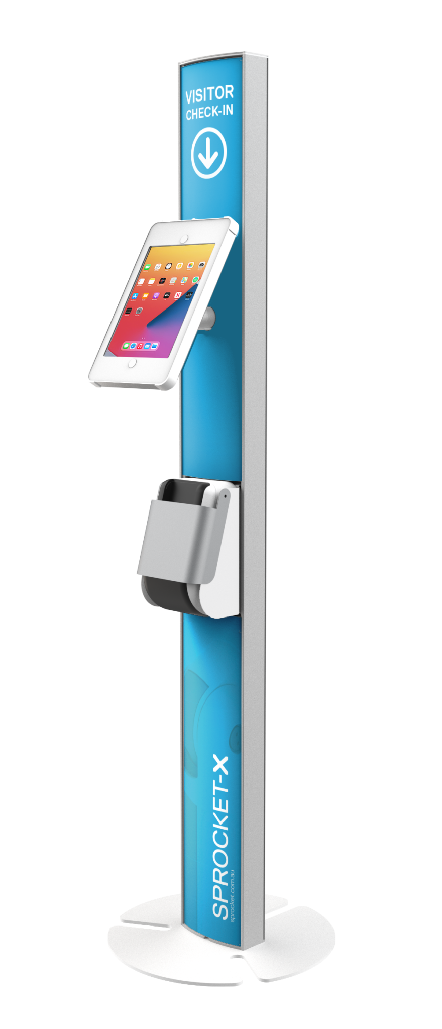 iPad Galaxy Tab and Surface Stands with Integrated Label Printer